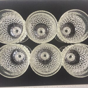 Vintage Clear Glass Diamond Point Goblets Wine Glasses, Indiana Glass ...