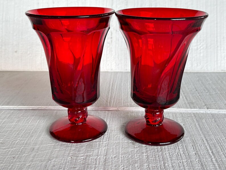 Vintage FOSTORIA Jamestown RUBY Iced Tea Goblet 1980 Vintage Red ...