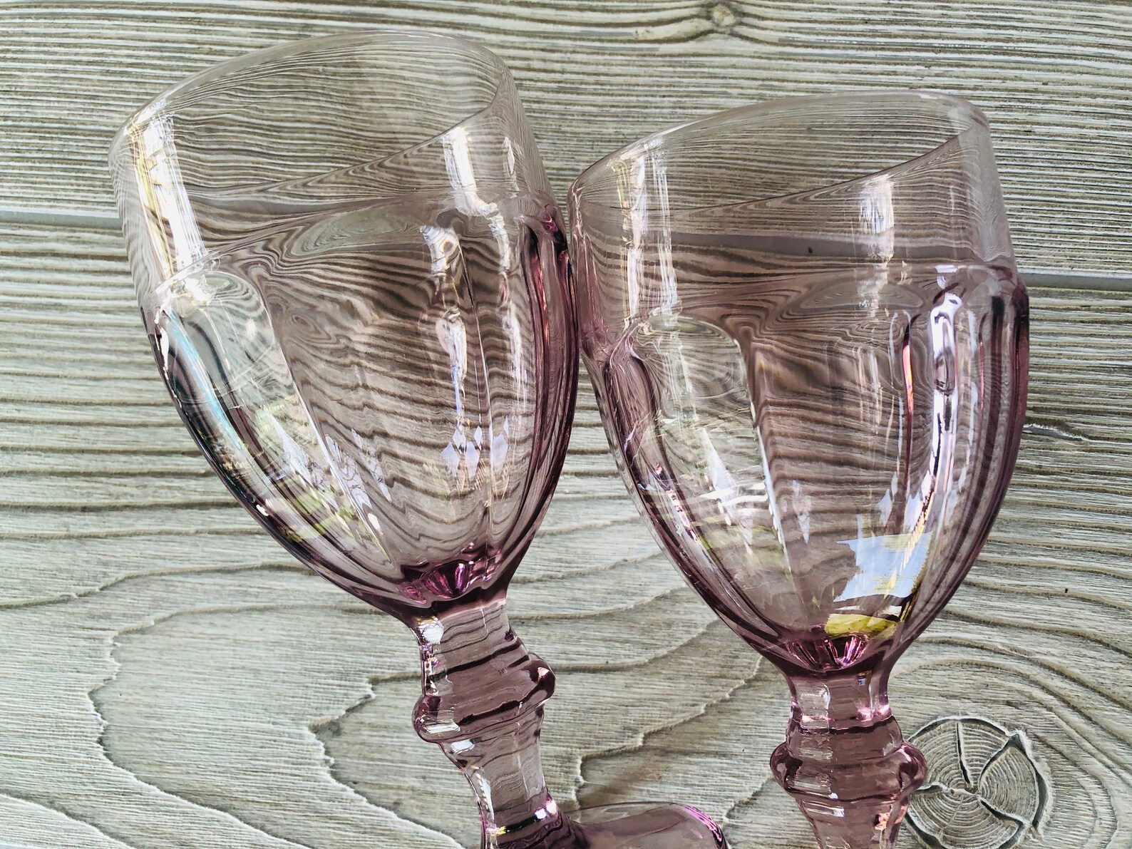 2 Vintage Pink / Purple Water Goblets Libbey Gibraltar Plum - Etsy