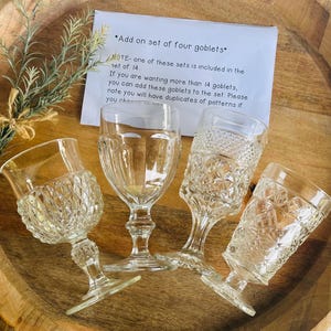 14 Vintage Mismatched Clear Goblets Chunky Goblets Assorted Crystal ...