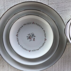 Noritake Mayfair 1960s China 7 Pc Place Setting Pink Rose Platinum Trim ...