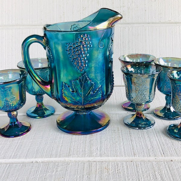 Blue Carnival Glass - Etsy
