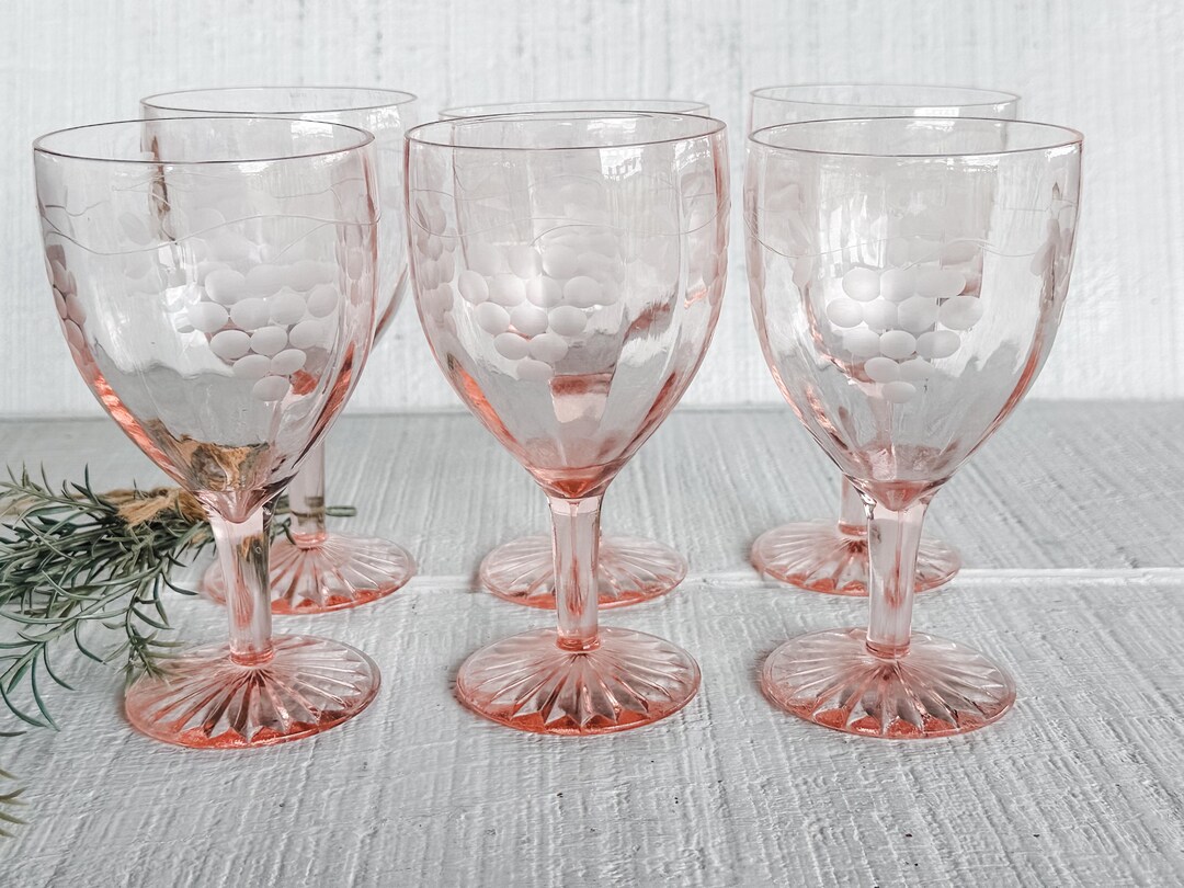 Grape Rose Standard Glass 1920s Antique Pink Depression Glass 10 Oz ...