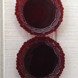 Vintage Ruby Red Dessert / Salad Plates, Vintage Deep RED Glassware ...