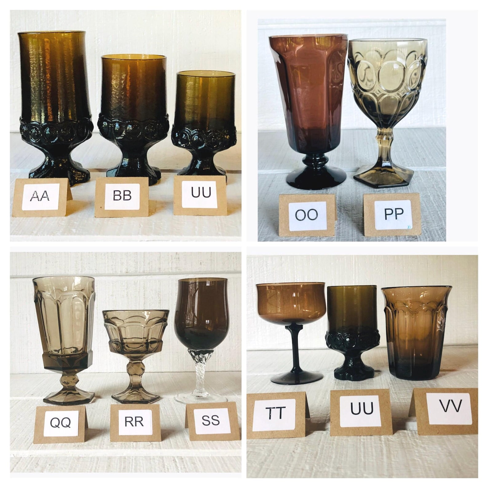 Vintage Brown Glassware • Mismatched Brown Goblet / Wine / Water Glass ...