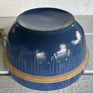 Salt Glaze Blue Stoneware Crock Bowl Yellow Ware Mixing Bowl Depression ...