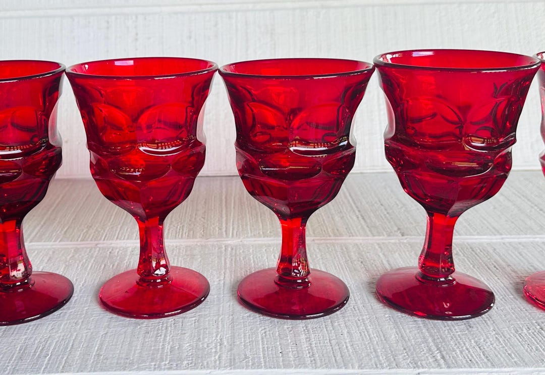 Vintage Ruby Red Fostoria Argus Water Goblets Fostoria Stemware Pressed ...