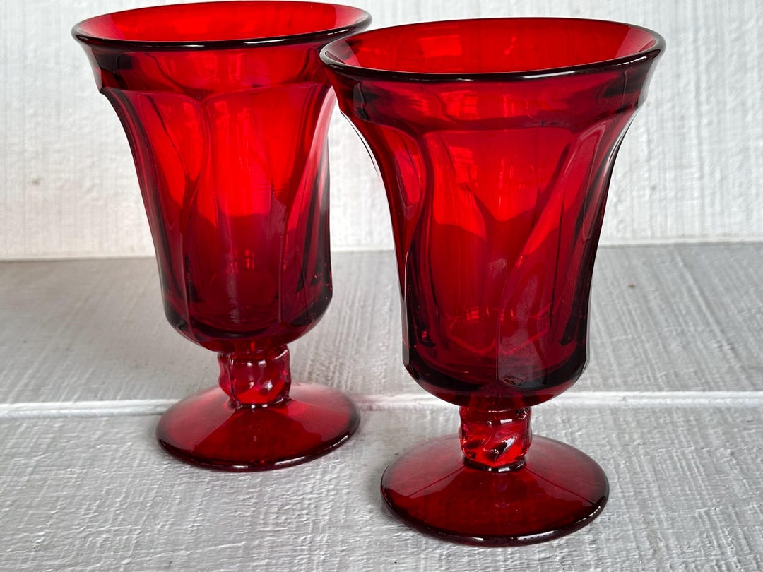 Vintage FOSTORIA Jamestown RUBY Iced Tea Goblet 1980 Vintage Red ...