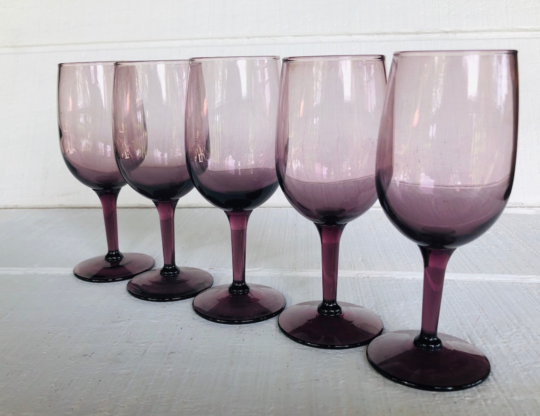 Amethyst Wine Glasses 6" SMALL Purple Dessert Glasses 6 Oz Goblet ...