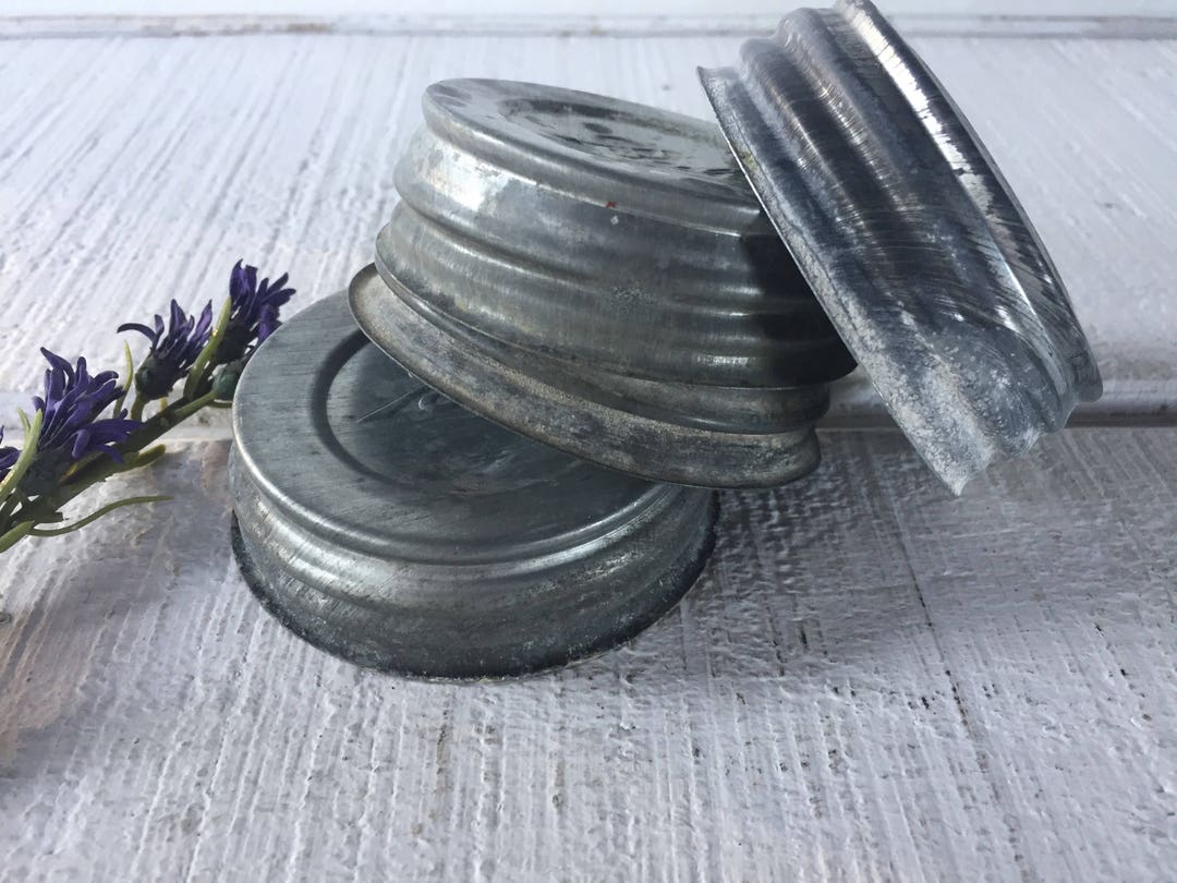 4 Aged Vintage Ball Mason Zinc Jar Lids, Canning Jar Lids With ...