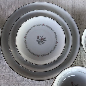 Noritake Mayfair 1960s China 7 Pc Place Setting Pink Rose Platinum Trim ...