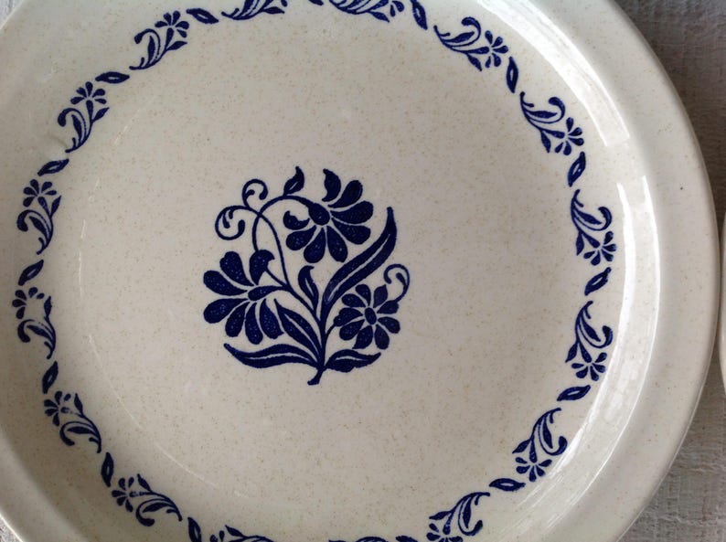 1970s 80s Dinner Salad Plates Blue Floral Pattern Vintage - Etsy