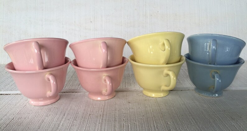 1940's Pastel LuRay China tea cups / saucers salt shaker | Etsy