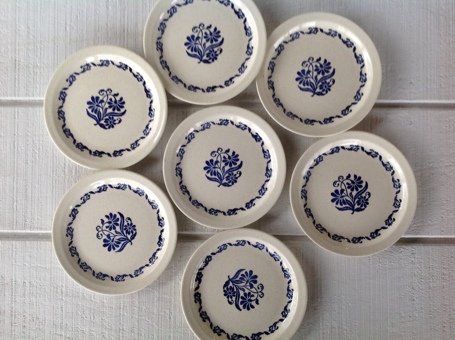 1970s 80s Dinner Salad Plates Blue Floral Pattern Vintage - Etsy