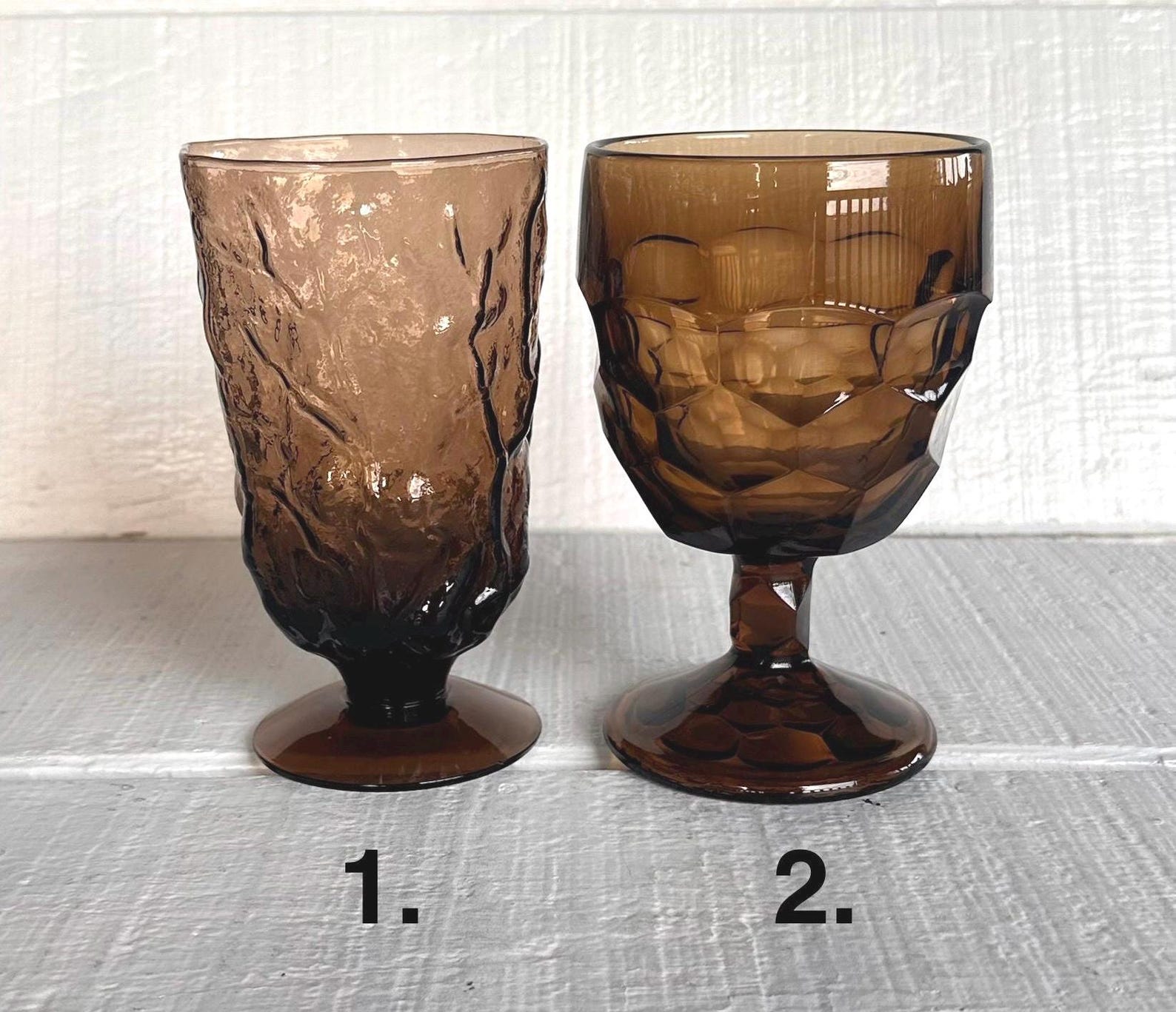Vintage Brown Glassware • Mismatched Brown Goblet / Wine / Water Glass ...