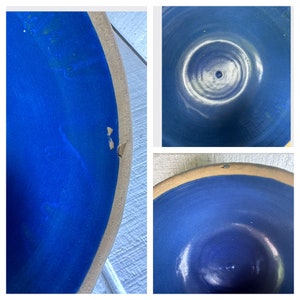Salt Glaze Blue Stoneware Crock Bowl Yellow Ware Mixing Bowl Depression ...