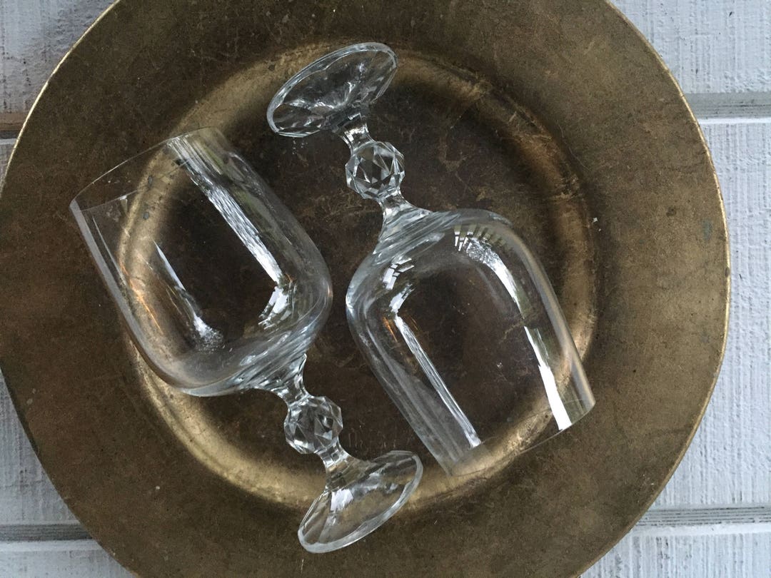 Vintage Clear Pressed Glass Water Goblets Czech Crystal - Etsy