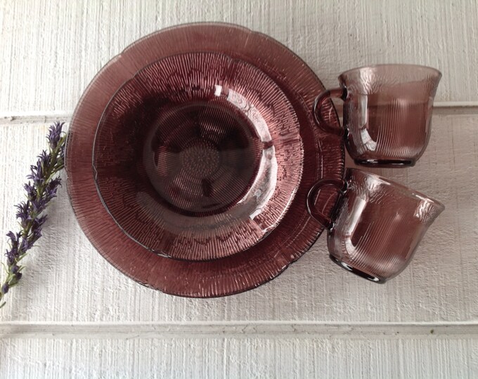Retro Fortecrisa Mexico Purple Glass Dishes Vintage Amethyst Dinnerware ...