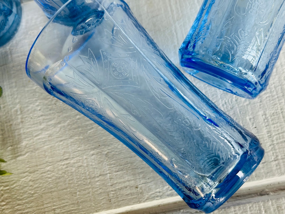 Vintage Indiana Glass Recollection Blue Tumbler 1970s 1980s 1990s Light ...