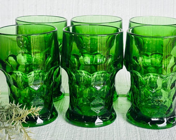 Georgian Emerald Green ANCHOR HOCKING 14 Oz Mid Century Glass Vintage ...