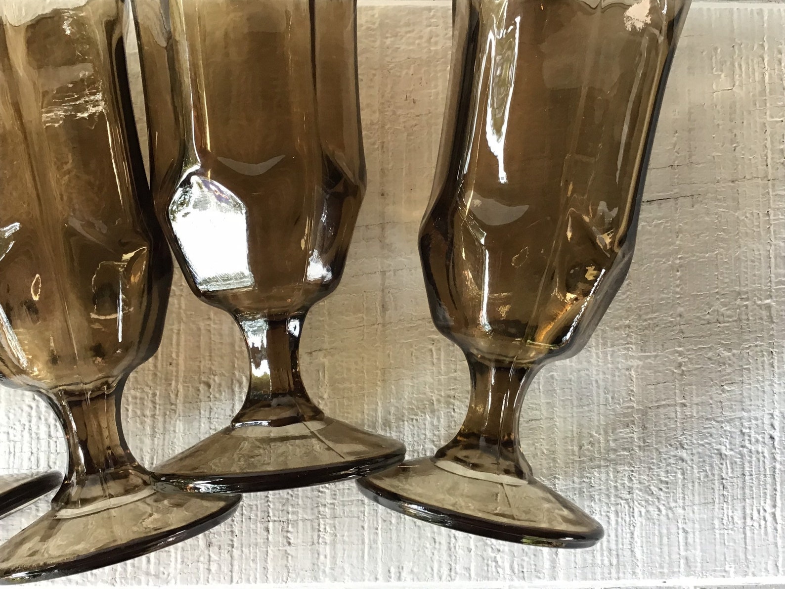 4 Vintage Brown Glasses Parfait Glass Colored Glass Duz Detergent Glass ...