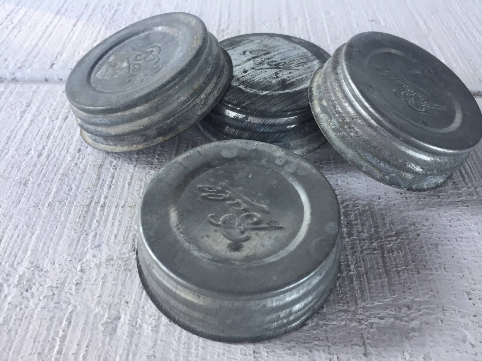 4 Aged Vintage Ball Mason Zinc Jar Lids, Canning Jar Lids With ...