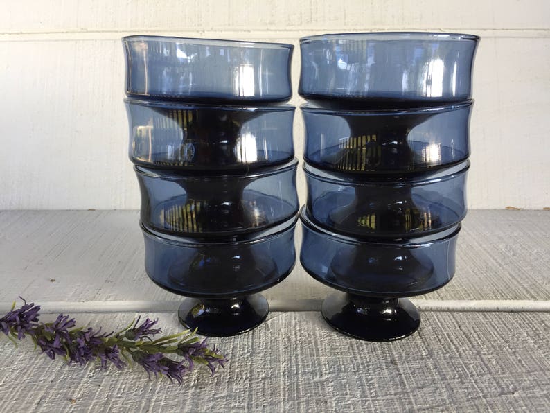 4 Vintage Cobalt Blue Glassware Vintage Blue Champagne / - Etsy