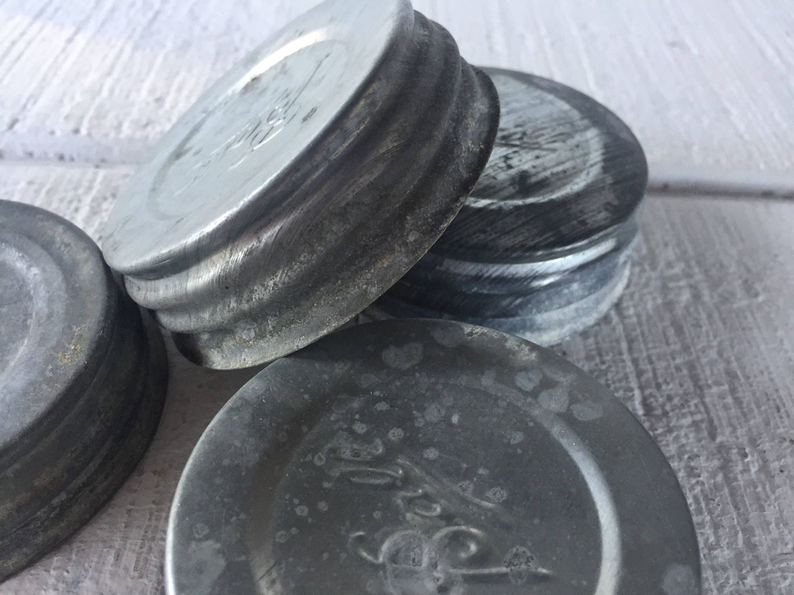 4 Aged Vintage Ball Mason Zinc Jar Lids, Canning Jar Lids With ...