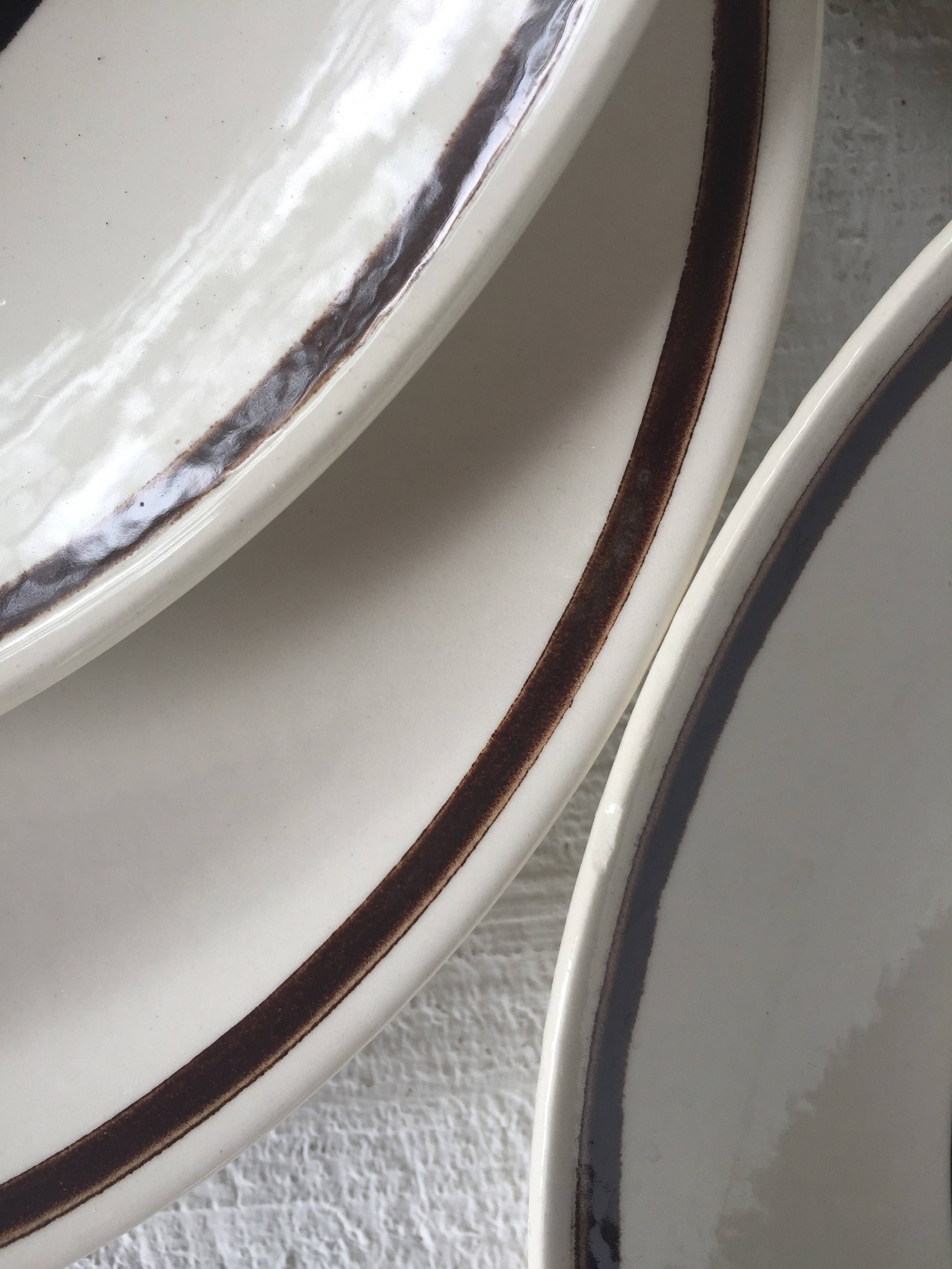 4 Retro Brown and Black Stoneware Dinner Plates Cavalier | Etsy