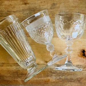 14 Vintage Mismatched Clear Goblets Chunky Goblets Assorted Crystal ...