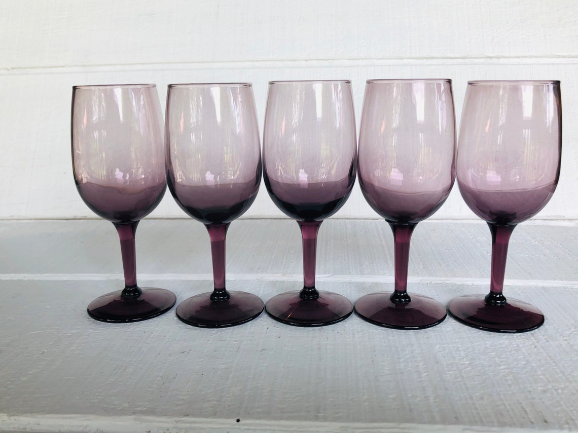Amethyst Wine Glasses 6" SMALL Purple Dessert Glasses 6 Oz Goblet ...