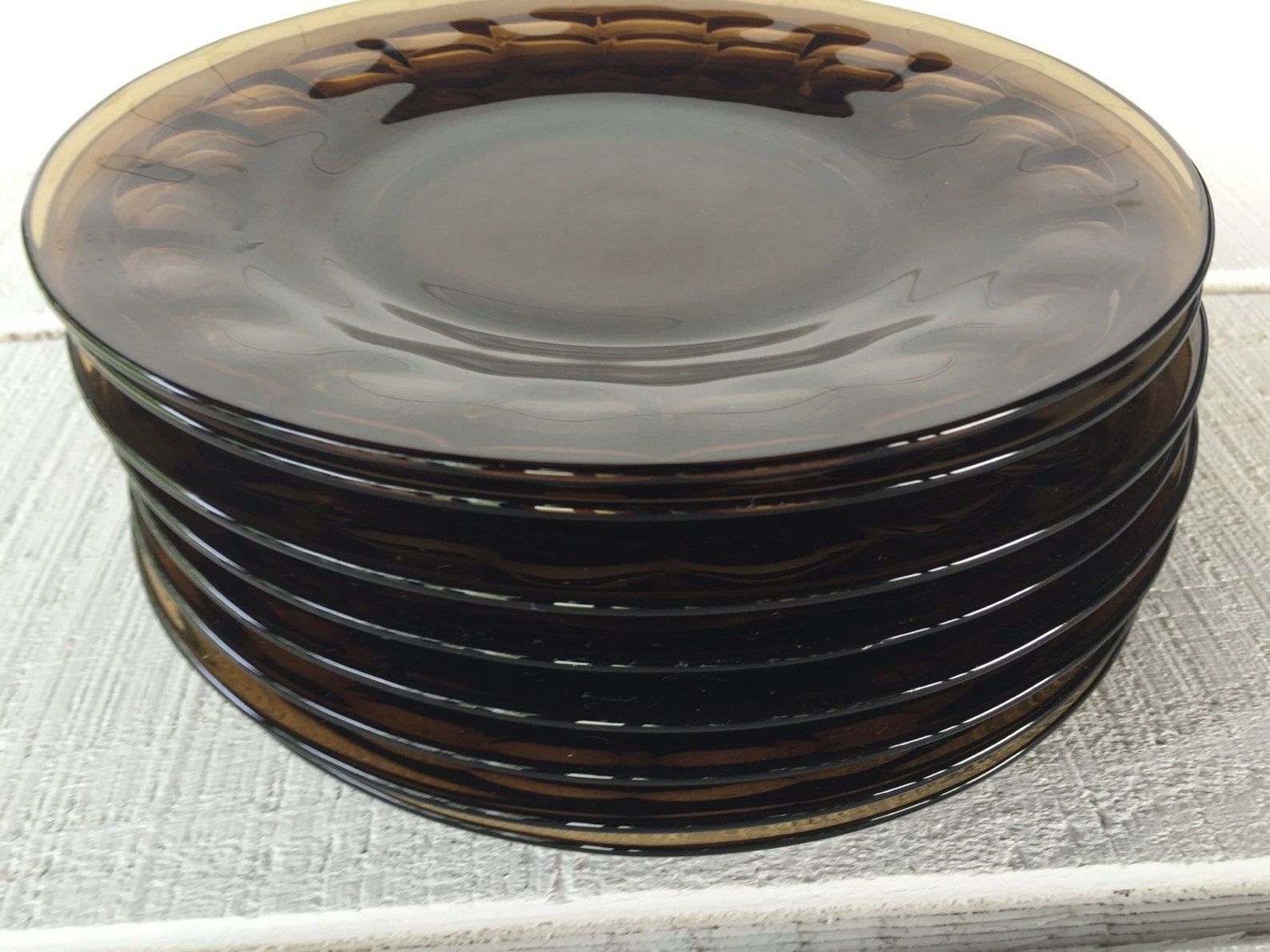 Vintage brown glass dessert plates vintage 8 inch glass | Etsy