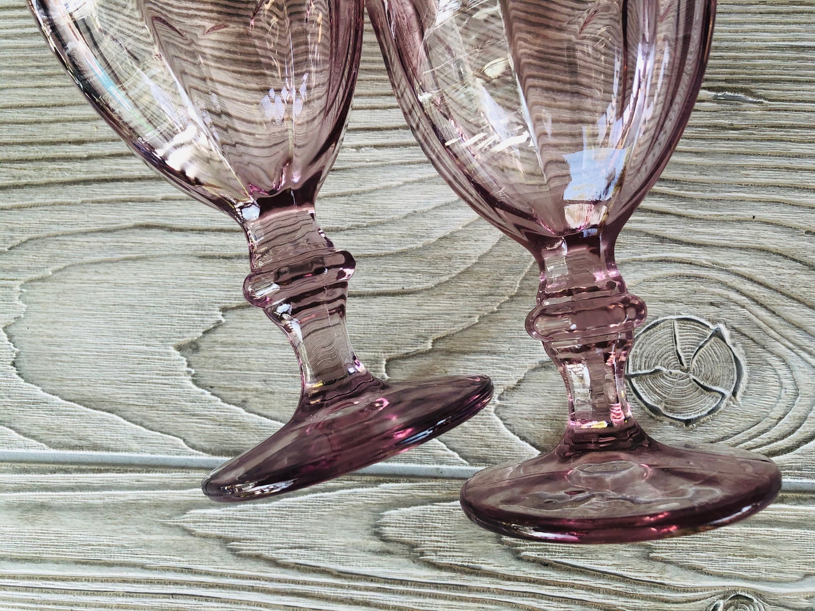 2 Vintage Pink / Purple Water Goblets Libbey Gibraltar Plum - Etsy