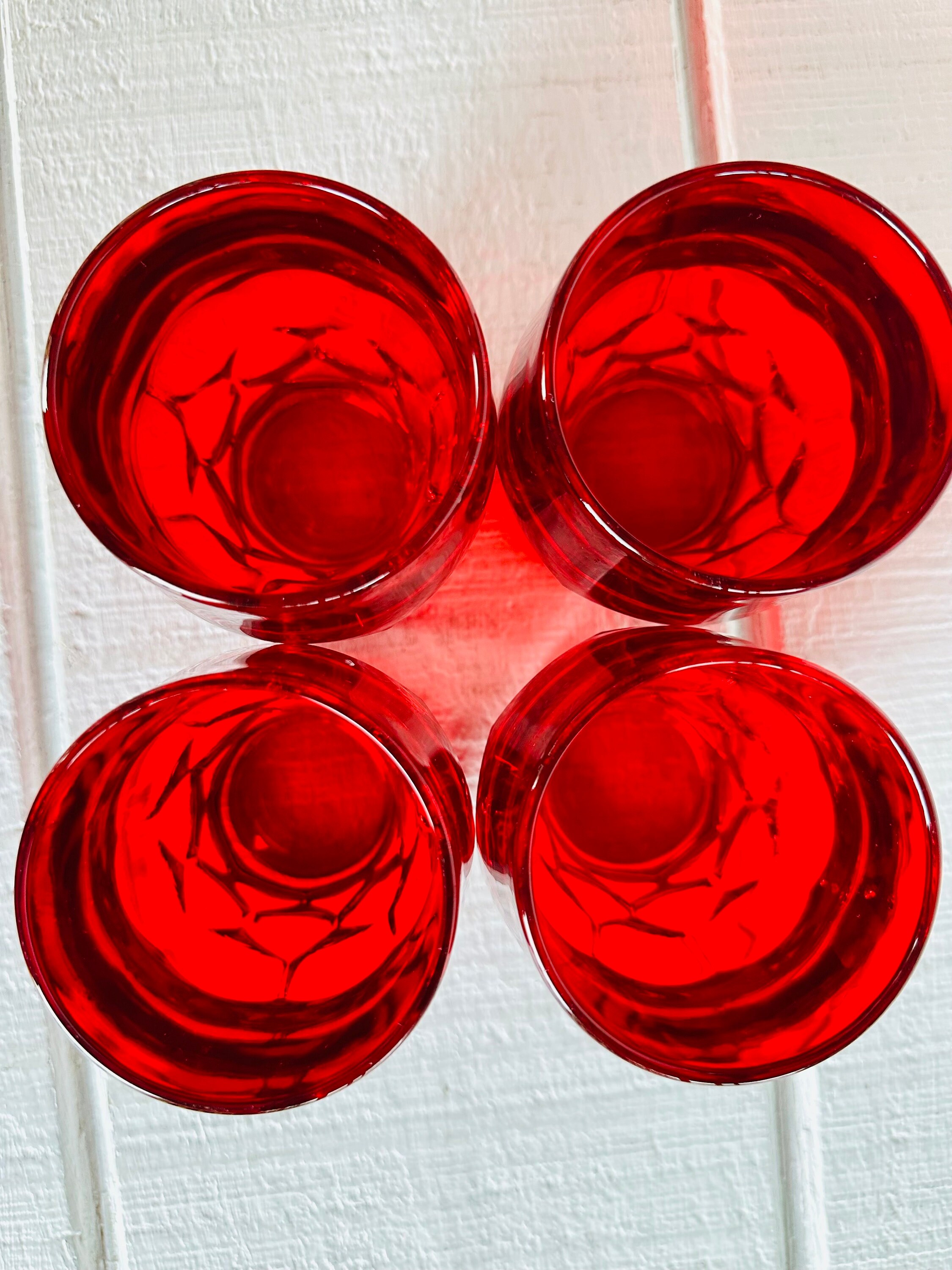 SET of 4 - 1930s Georgian Ruby by Cambridge 14 Oz Tumbler Drinking ...