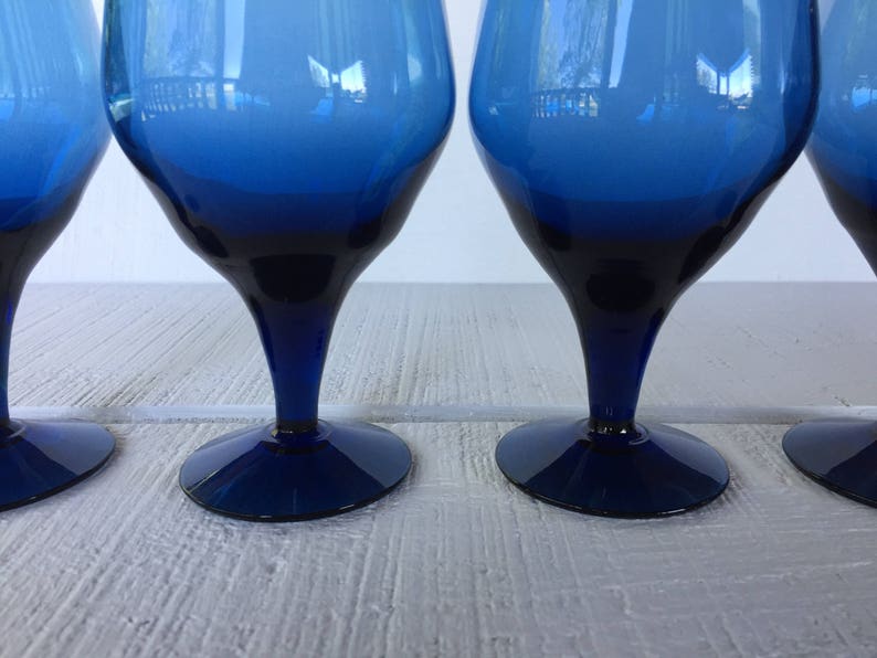 Vintage Blue Wine Glasses / Wine Goblets Denby Olympia Blue - Etsy