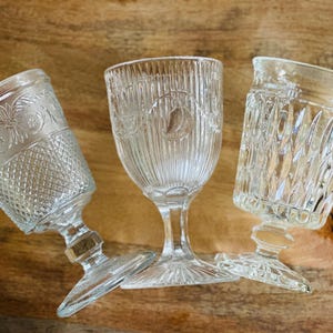 14 Vintage Mismatched Clear Goblets Chunky Goblets Assorted Crystal ...