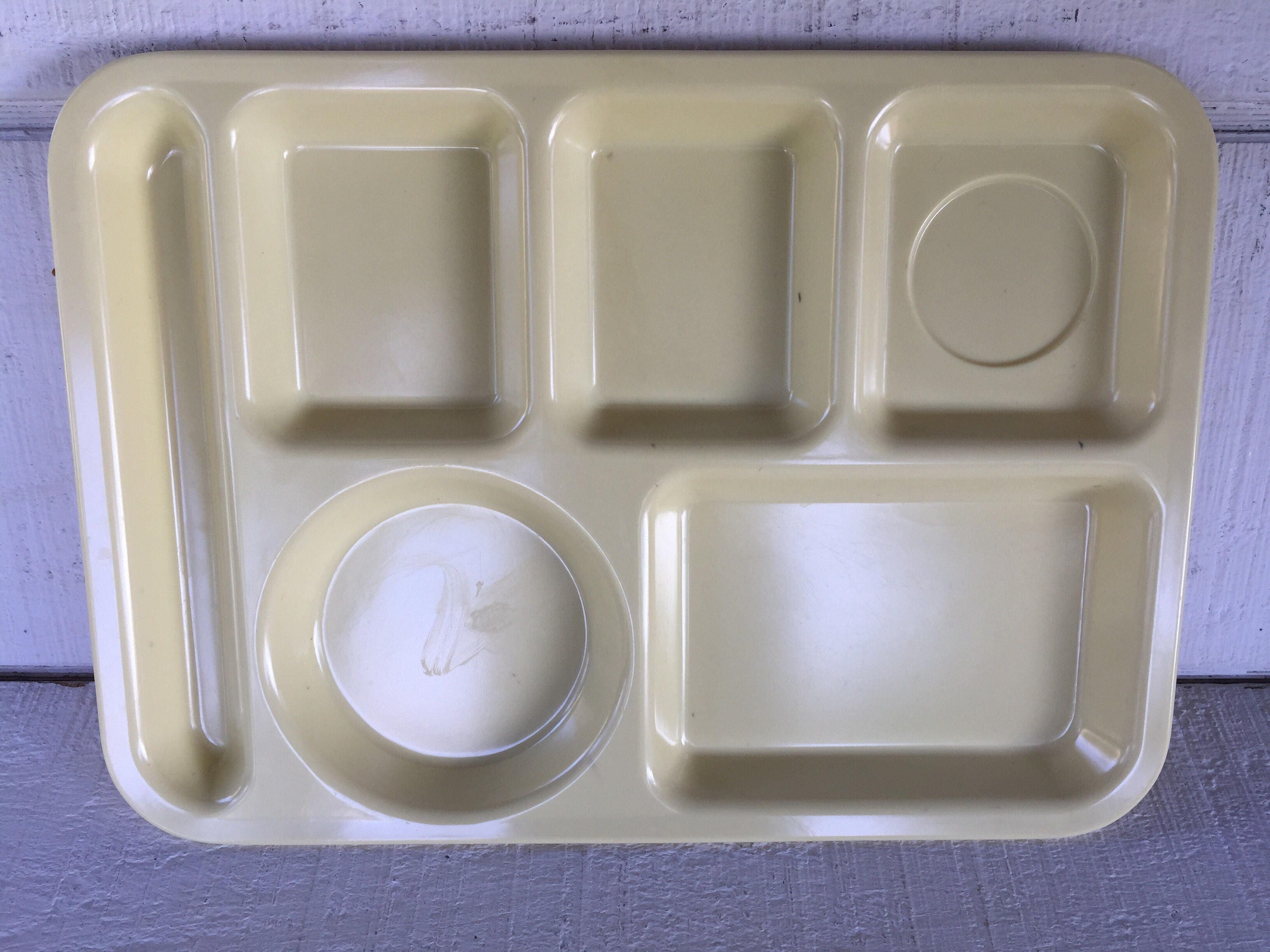 2 Vintage Lunchroom Trays Pastel Yellow Divided Lunch Trays, Yellow ...
