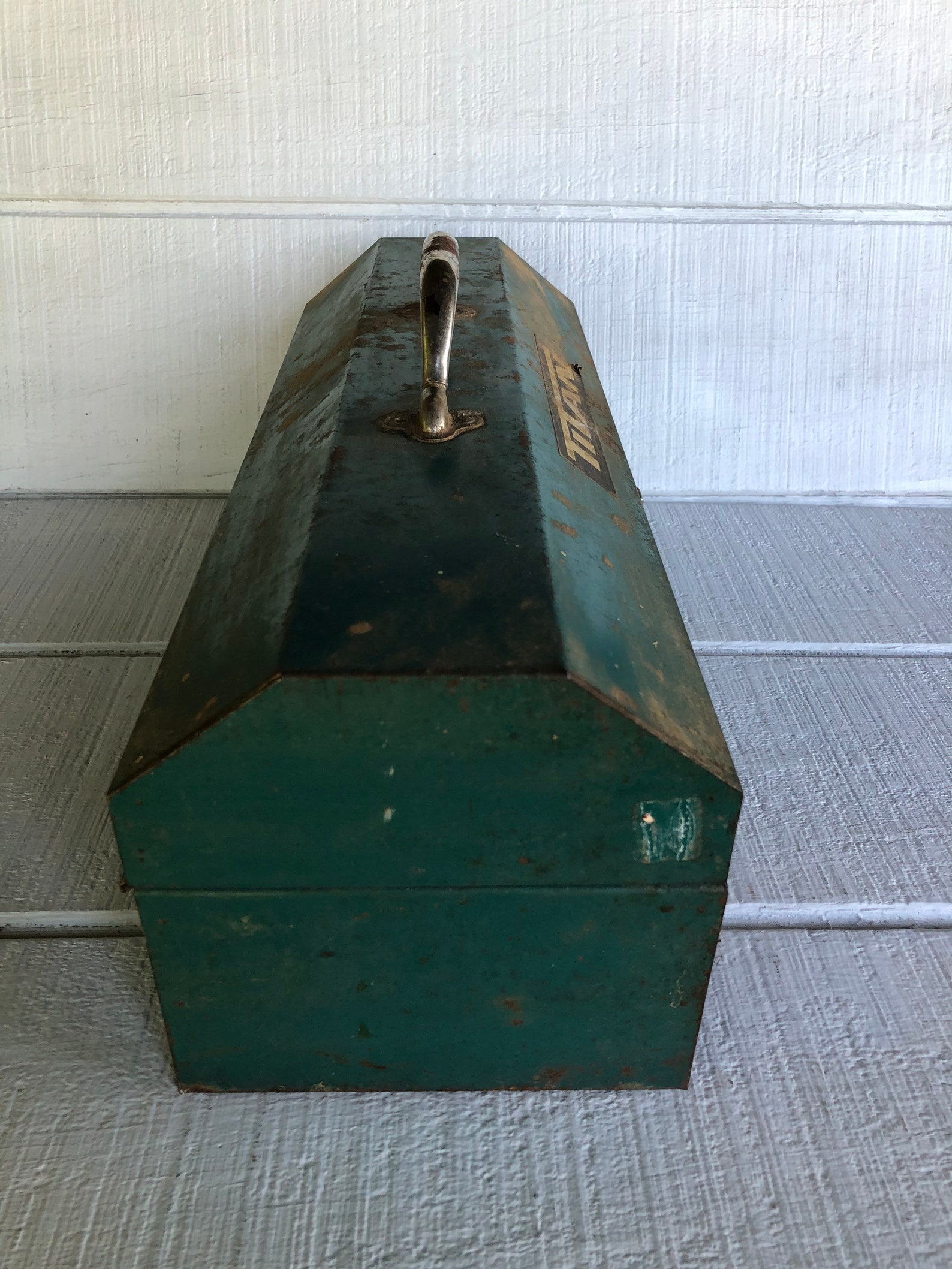 Vintage Green Chippy Paint Tool Box TITAN Metal Carrier Rustic - Etsy