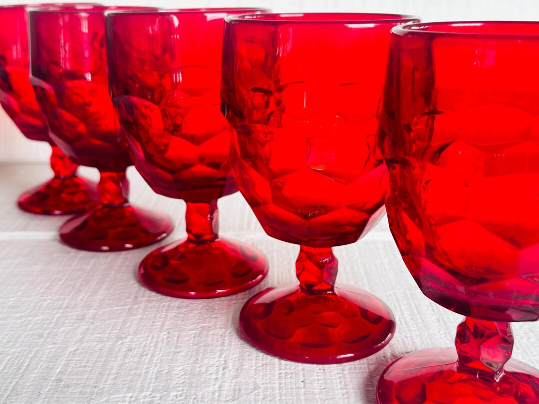 Viking Glass Georgian Ruby Glassware 12 Oz Iced Tea Goblet Vintage Red ...