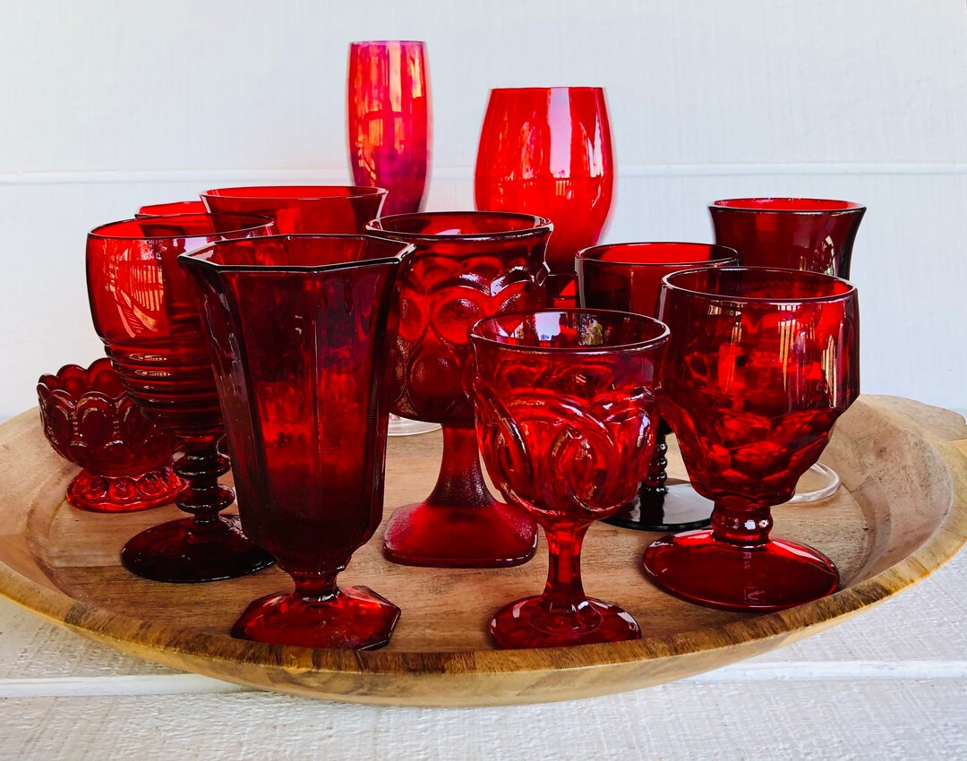 Mismatched Vintage Red Glass Goblet - Choose Your Style - Etsy