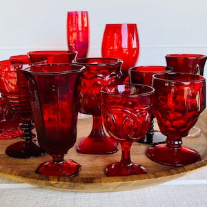 Red glass goblets store