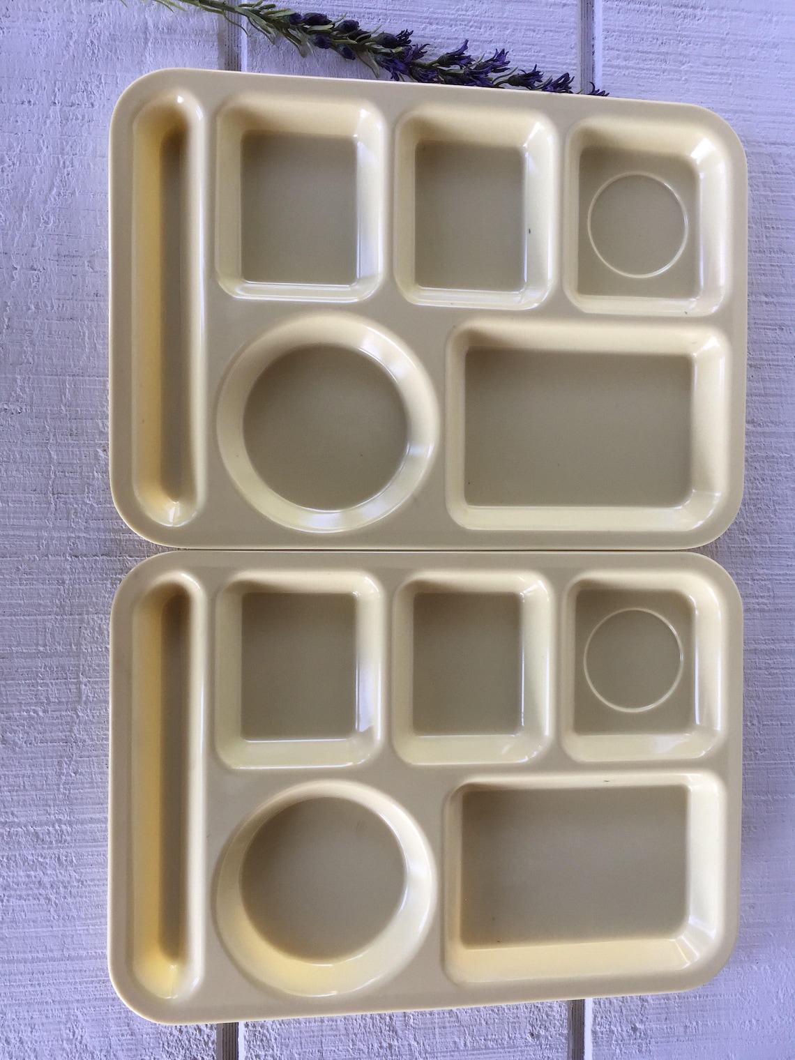 2 Vintage Lunchroom Trays Pastel Yellow Divided Lunch Trays, Yellow ...