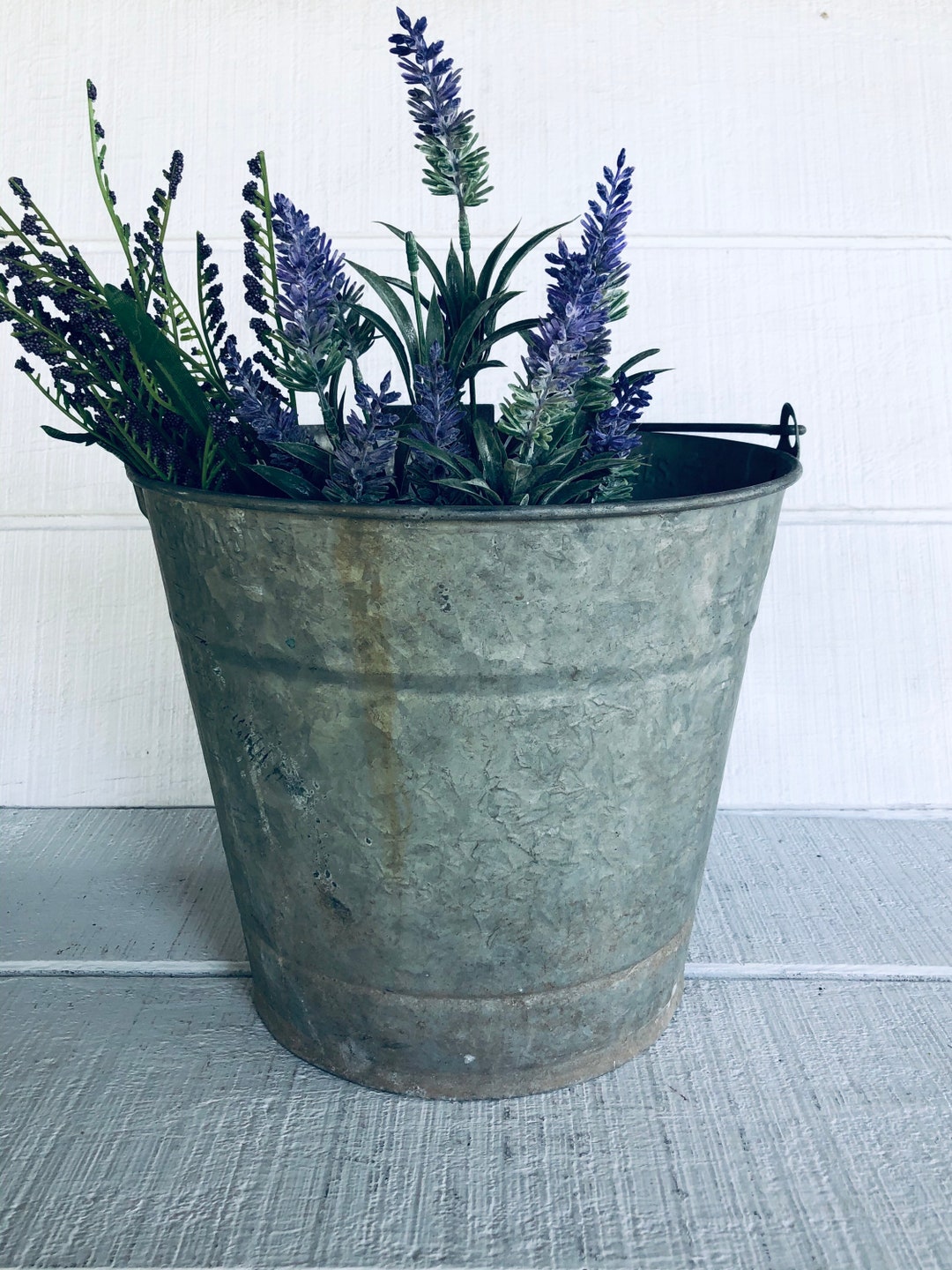 Galvanized Metal Bucket Farmhouse Country Decor Industrial Barn Find ...