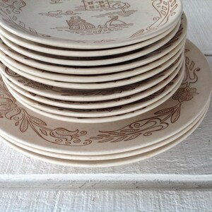 Vintage Brown County Royal China USA Farm Scene Dinner Plates Salad ...