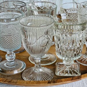 14 Vintage Mismatched Clear Goblets Chunky Goblets Assorted Crystal ...