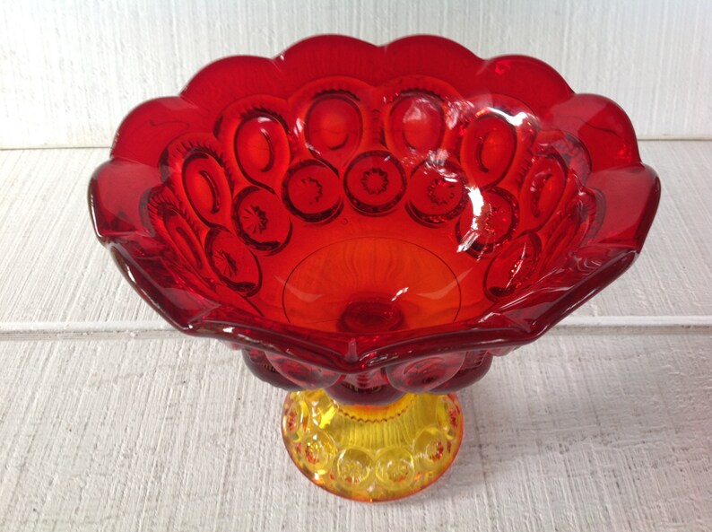 Vintage Amberina LE Smith glass compote in Moon and Stars | Etsy