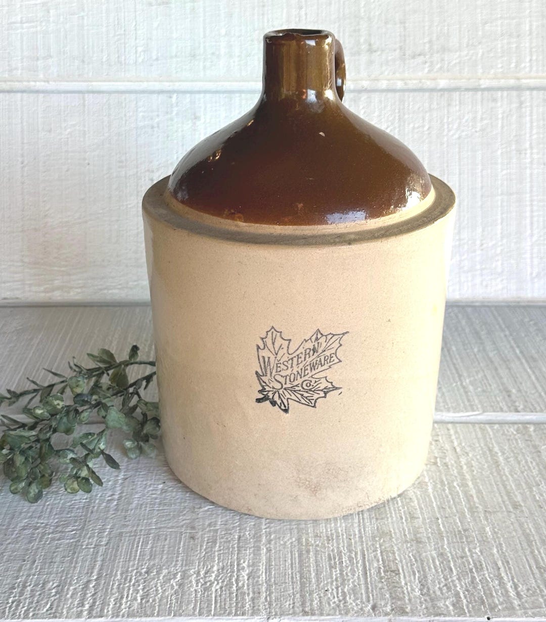 Antique 1 Gallon WESTERN STONEWARE Jug Crock Whiskey Jug Brown Grey ...