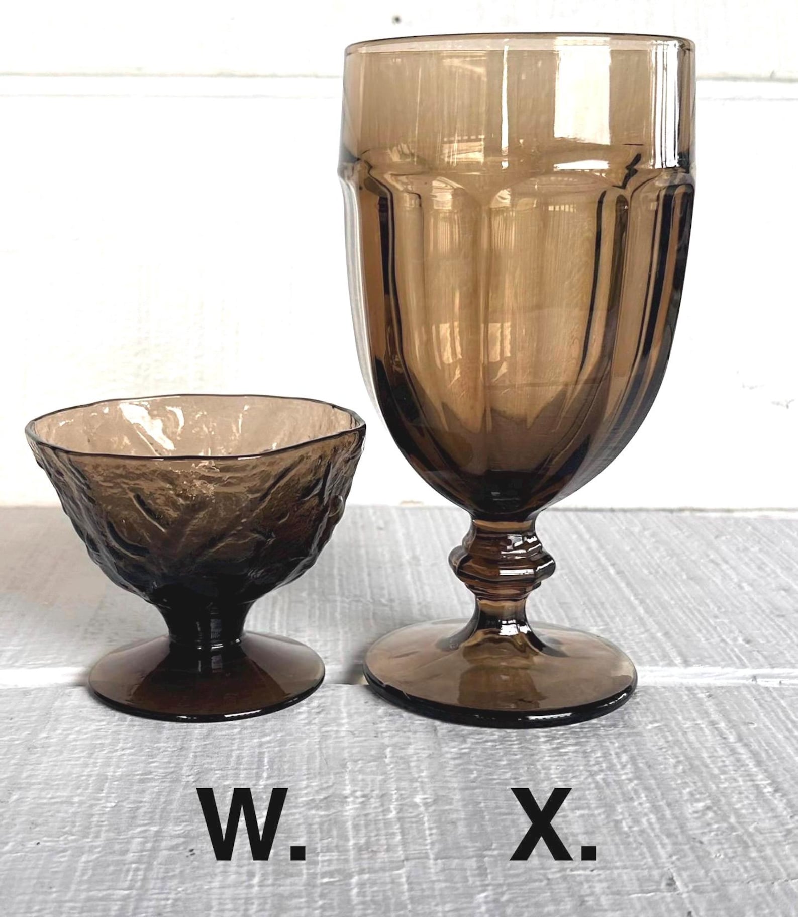 Vintage Brown Glassware • Mismatched Brown Goblet / Wine / Water Glass ...