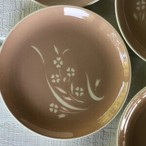 4 Vintage Harker Pottery Plates Springtime Tan Background White Flower ...