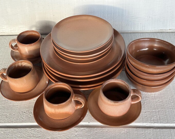 1960s Frankoma Westwind Dinnerware 20 Piece SET Mid Century Brown ...